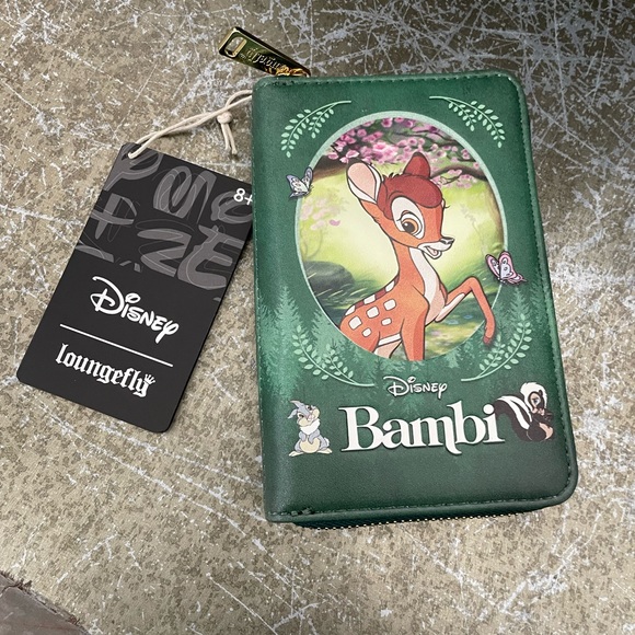 Disney | Bags | Disney Loungefly Beautiful Green Bambi Zip Wallet ...